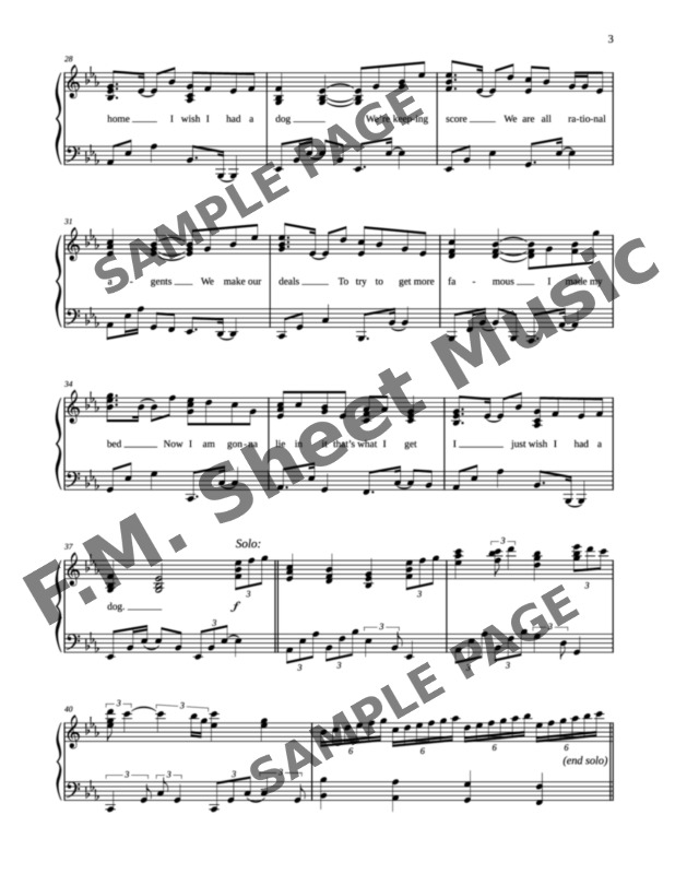 I Want a Dog (Intermediate Piano) By Weezer - F.M. Sheet Music - Pop Arrangements by Jennifer Eklund